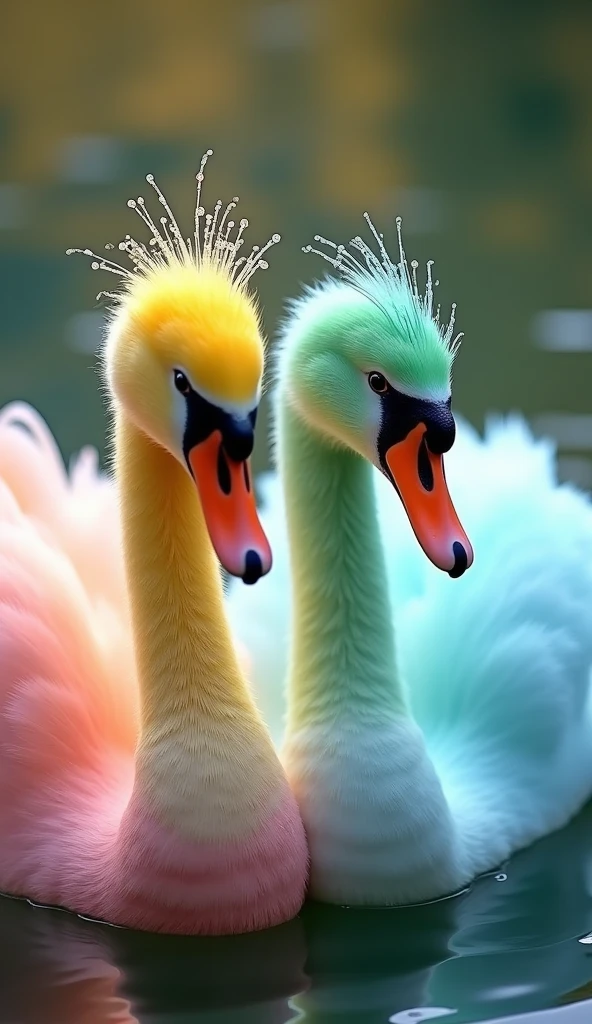 Vibrant image showcases two exquisitely swan swim on a river - SeaArt AI