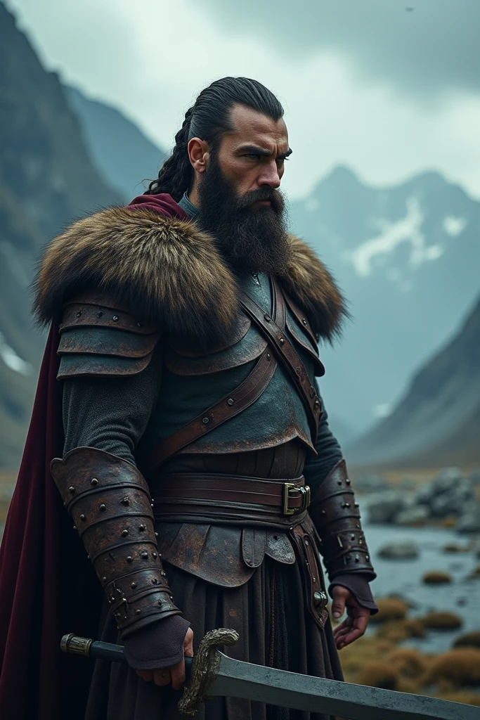 a powerful and intense image of Karim Benzema transformed into a Viking ...