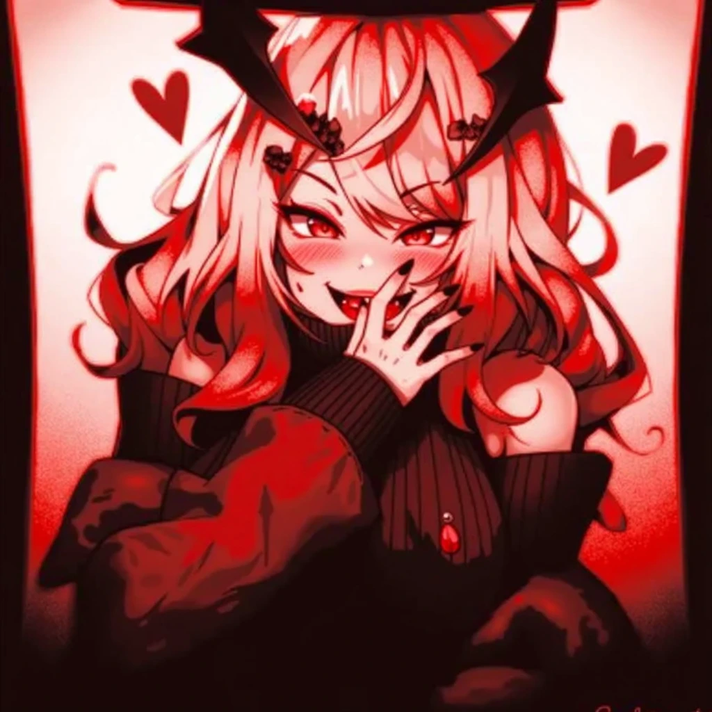A Gothic Demon Girl, white hair, Gothic Horns, mischievous look - SeaArt AI