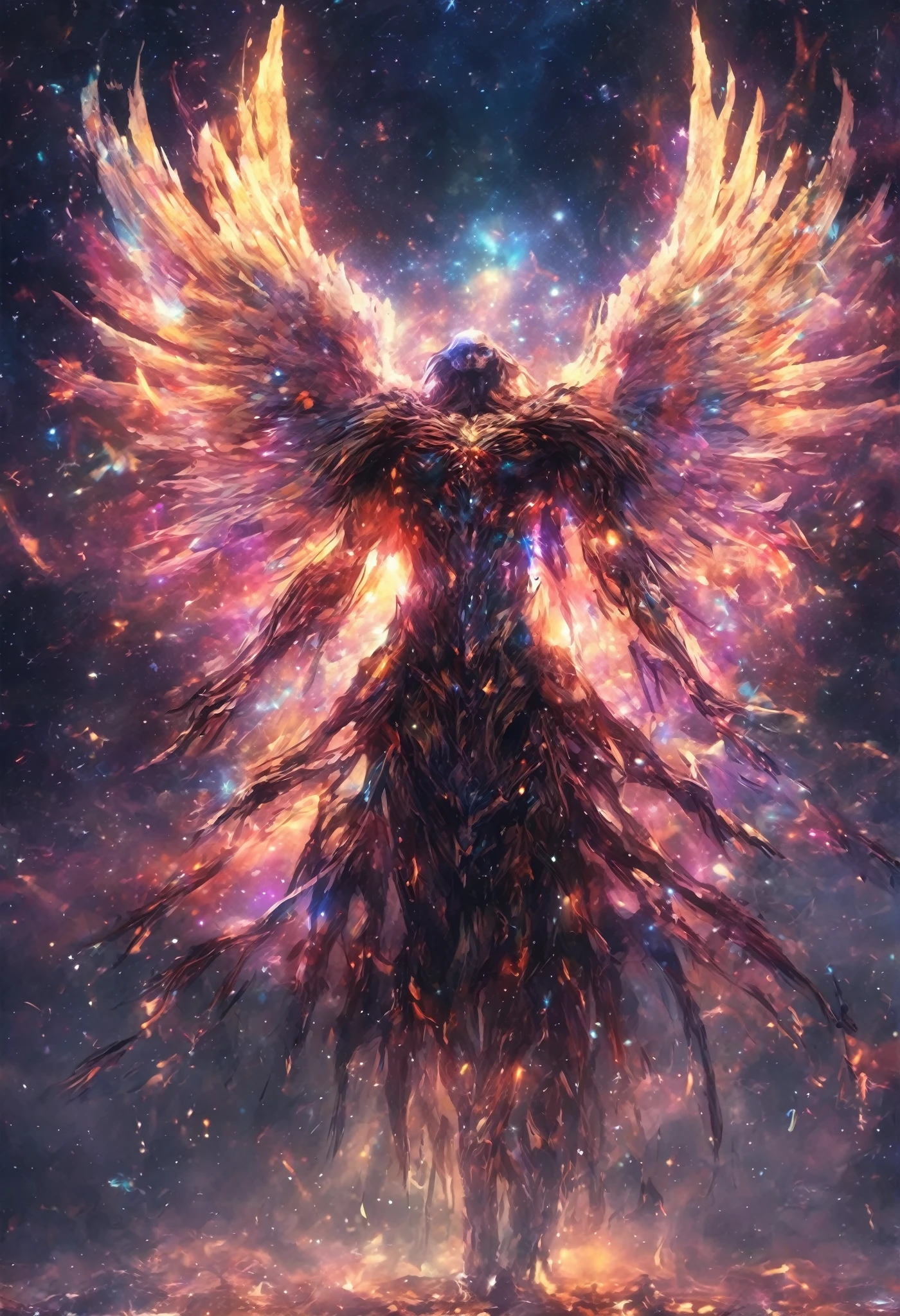 Cosmic Fallen Angel , eyes with light, biomechanics , Creepy - SeaArt AI