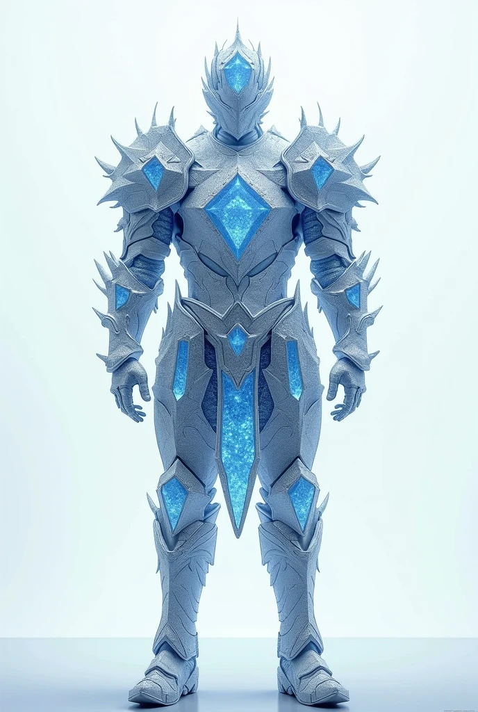 A full-body image of armor created with white and blue diamonds - SeaArt AI
