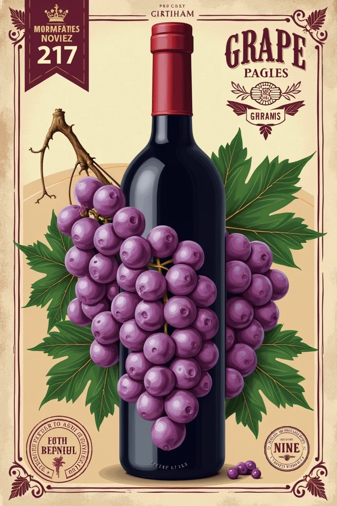 Homemade grape alcohol label - SeaArt AI