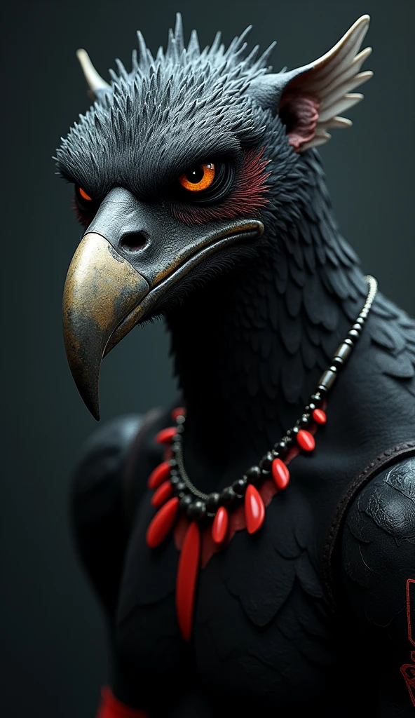 Close-up of a humanoid Vulture, Flamengo's mascot, with glossy black ...