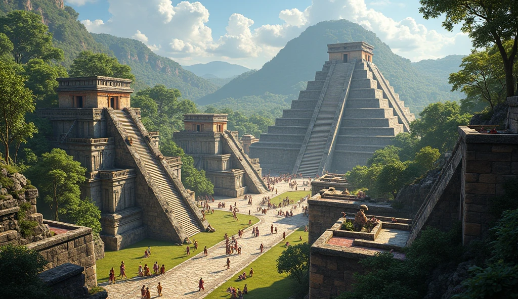 Make an ancient Mayan city with streets and buildings. - SeaArt AI