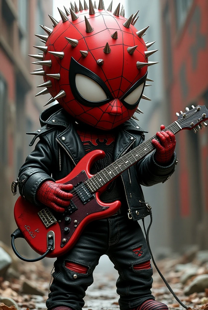 Image of spider-man punker baby with metal spikes , with electric ...