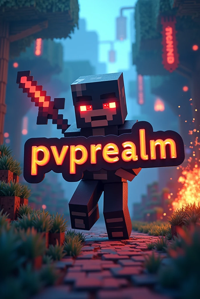 Generate me a Minecraft server profile picture with a name on the ...