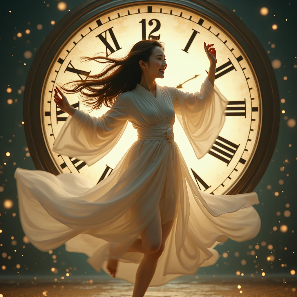 Beautiful Japanese girl, time traveler, jumping through time and space ...