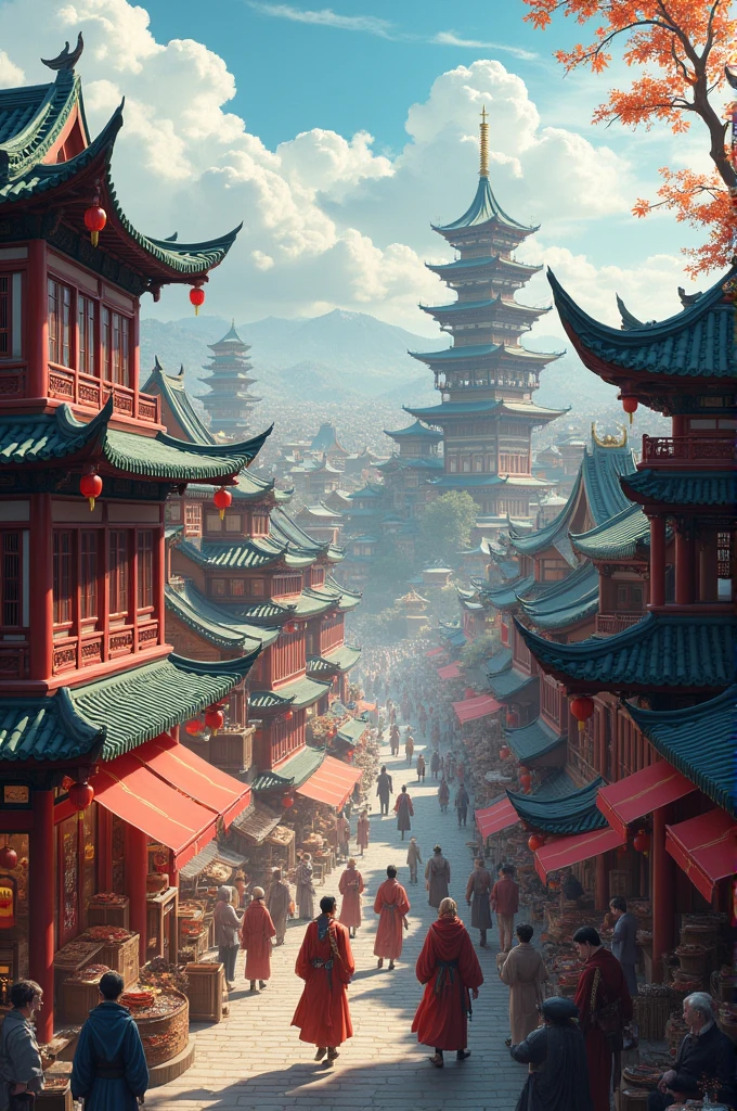 A prosperous medieval Chinese city - SeaArt AI