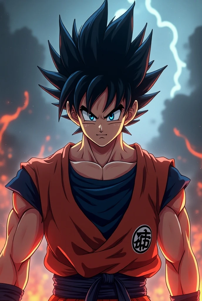 A muscular Sasuke Uchiha with the Super Saiyan God transformation spiky ...