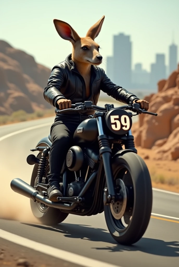 Create an image of the kangaroo riding a Cross motorcycle with the ...