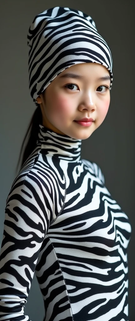 A beautiful asian Chinese adult girl with beautiful shiny cheeks wears ...