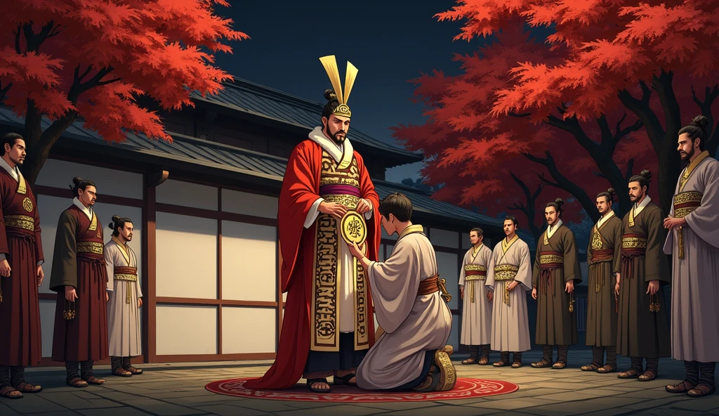 Make the anime-style image of a Japanese Daimyo in the Sengoku era ...