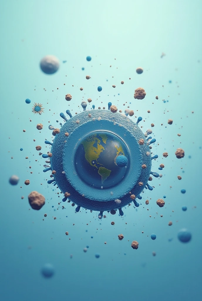 Image of a cell and microplastics on its membrane - SeaArt AI