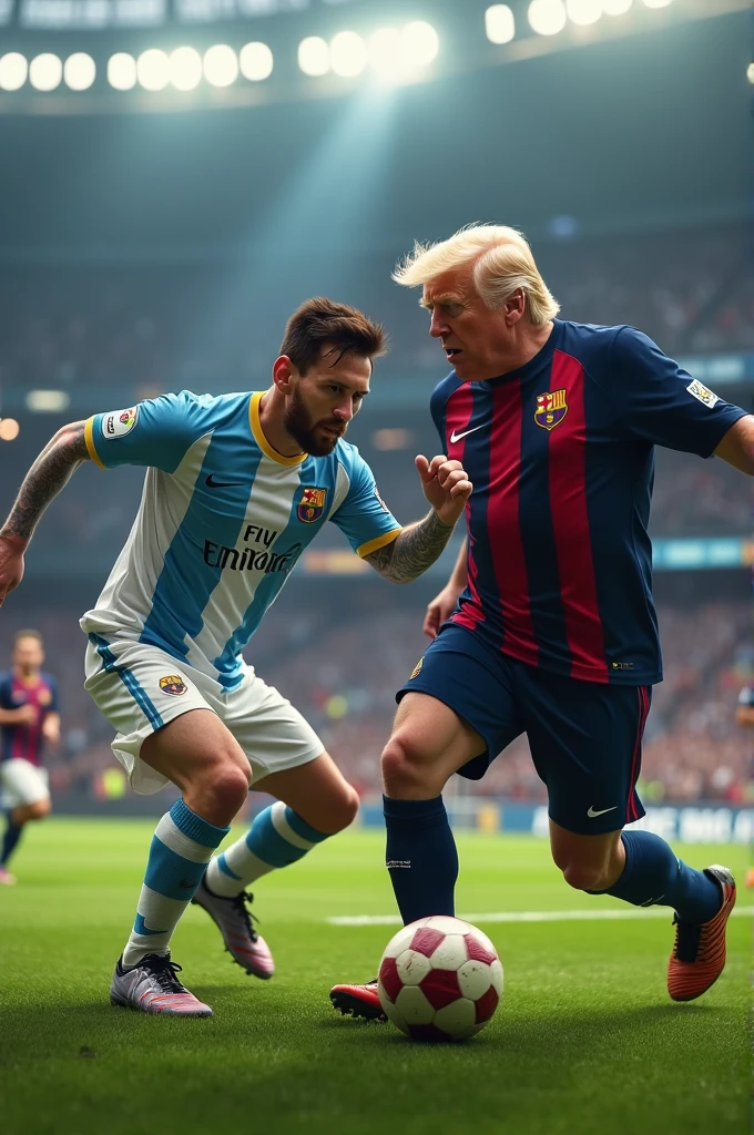 Messi and Trump play football - SeaArt AI