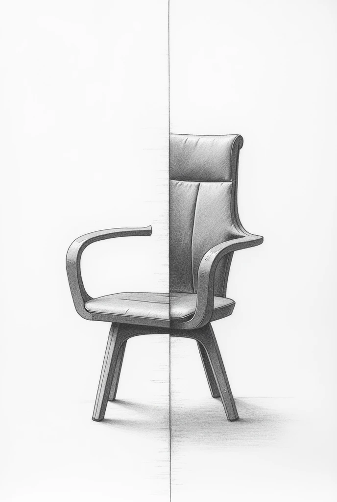 Make a pencil drawing of an everyday object (like a chair ) divided ...