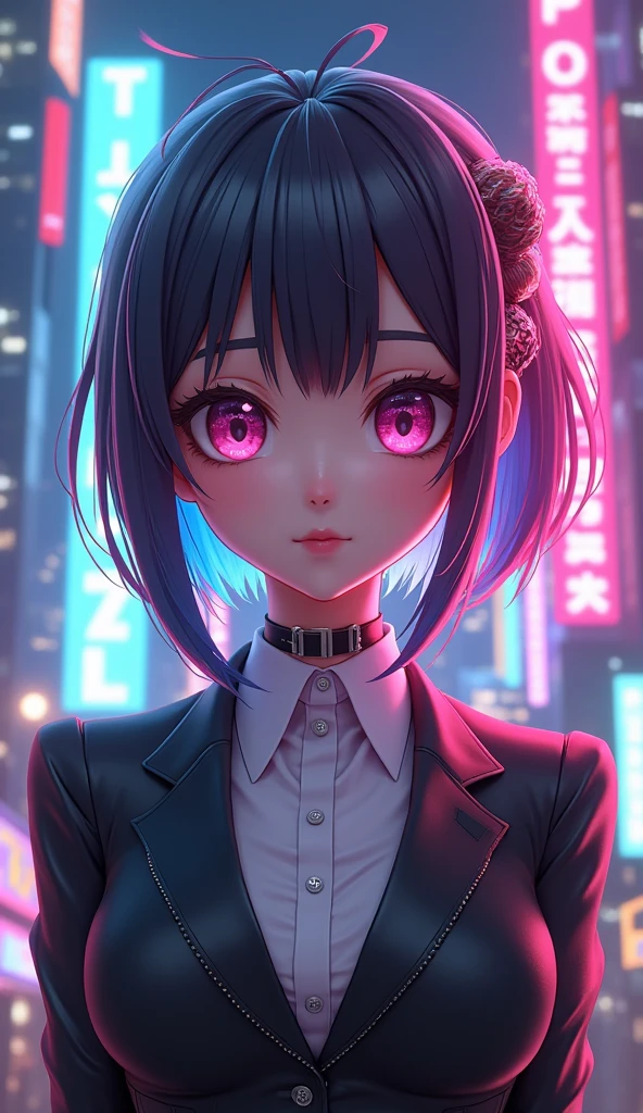 Prompt : "Créer une image 3D d'une femme waifu stylisée, avec de grands ...