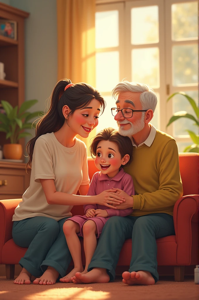 Parents who receive help from their ren, animated, nostalgic - SeaArt AI