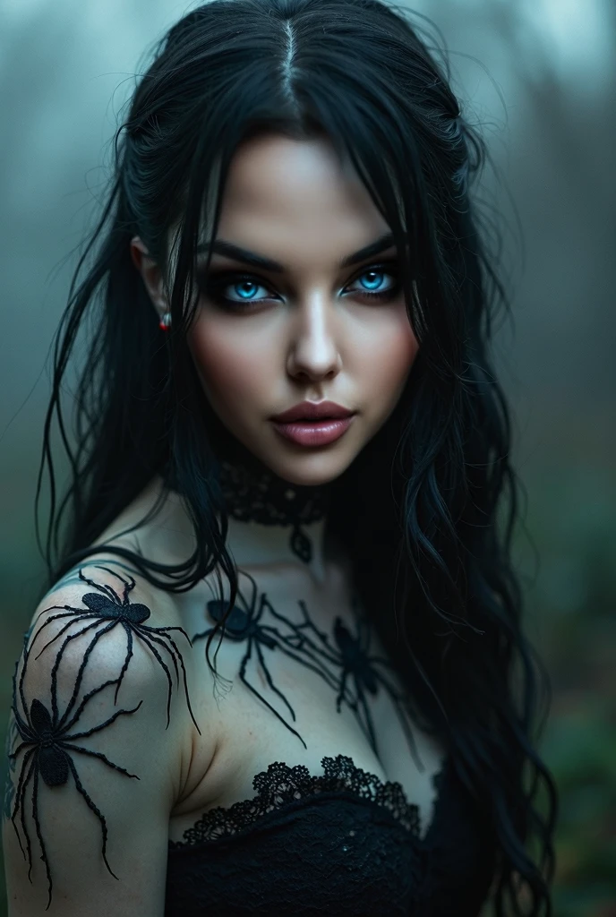 "Create a close-up portrait of a gothic night creature with porcelain ...