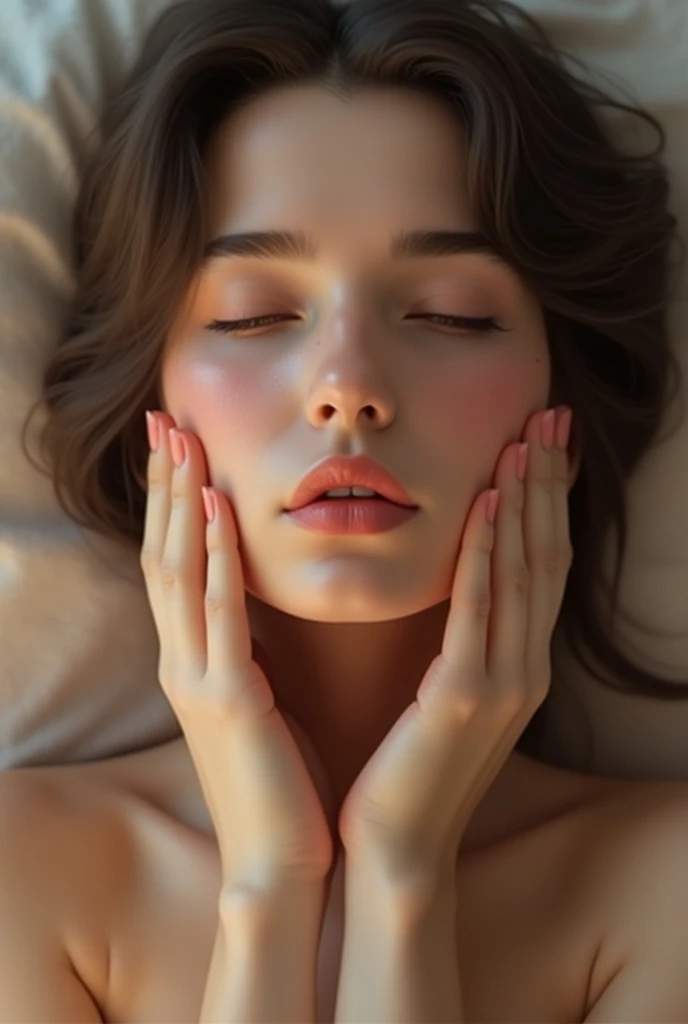 Beautiful female ahegao,Hands touching the face - SeaArt AI
