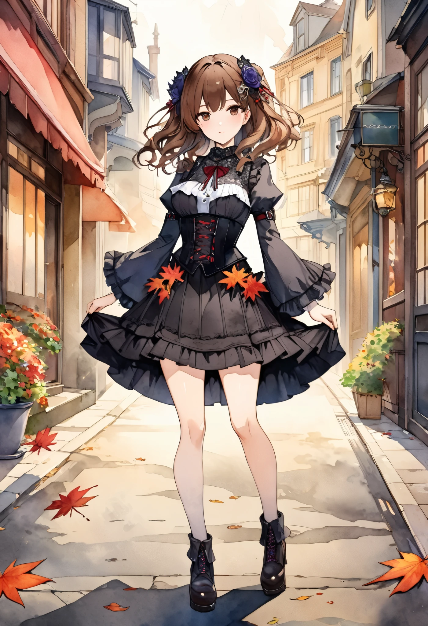 Anime girl in a black dress and a white collared shirt - SeaArt AI