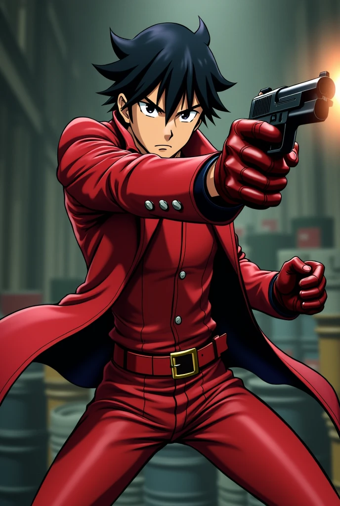 Lupin III wearing a red leather jacket and red leather pants and ...