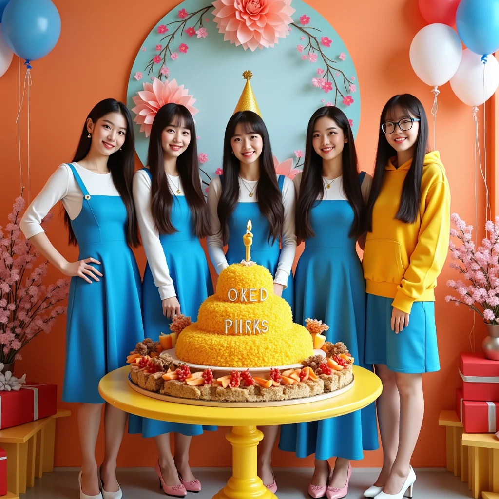 Displays a very detailed original photo, 5 beautiful Korean woman with ...