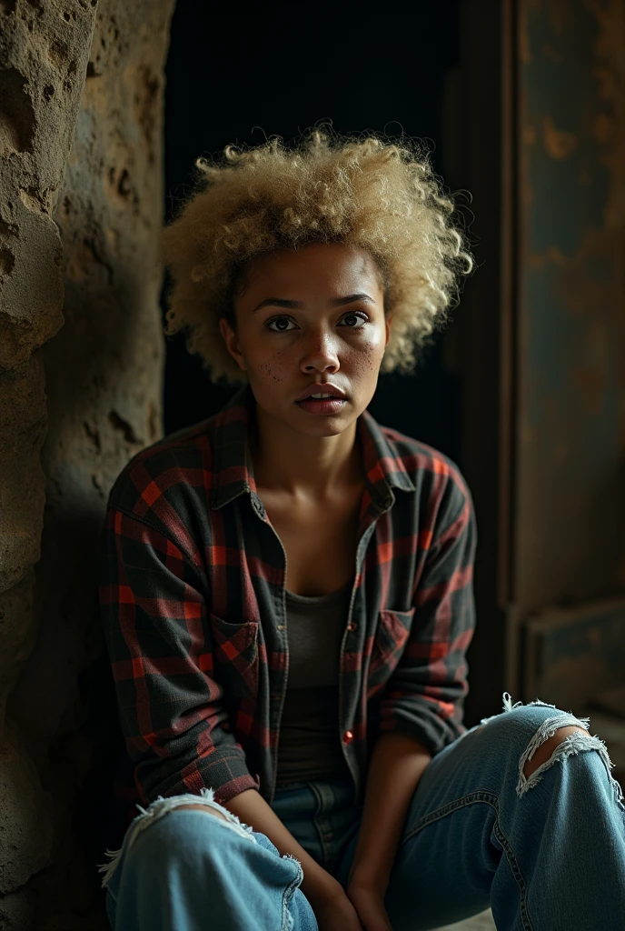 Of a woman, (disturbed facial expression), textured skin , shiver ...