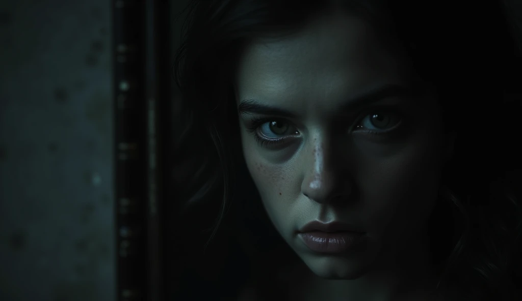 A reflection of human eyes in a dark mirror , symbolizing internal ...