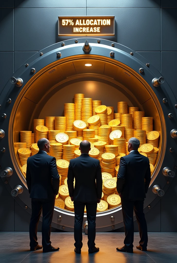 A huge vault filled with piles of Bitcoin and Ethereum. Institutional ...