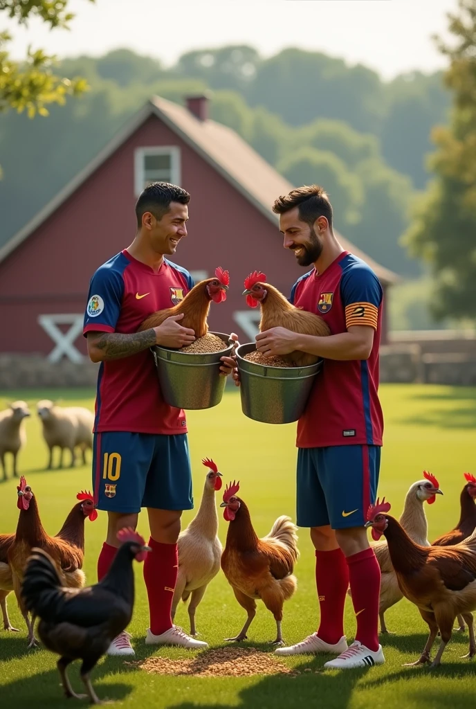 Create a hyper-realistic image of Cristiano Ronaldo and Lionel Messi ...