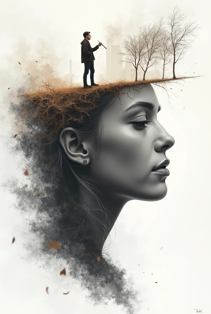 Make a layered drawing, where the upper part shows detailed sketches ...