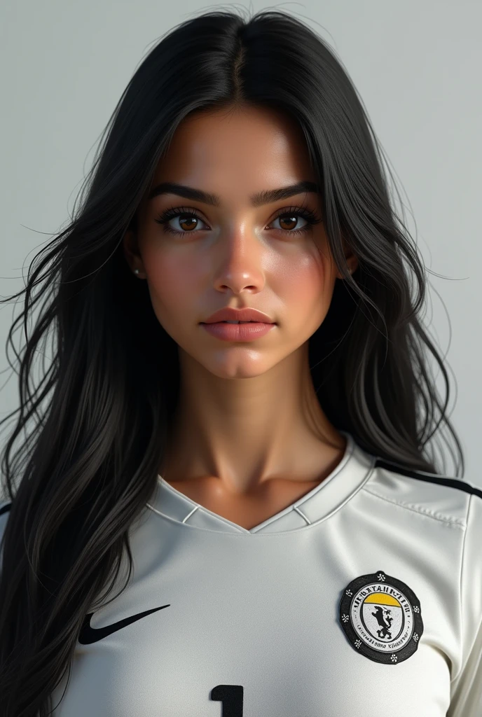 India female footballer black eyes and hair,white (race) image for fifa card re - SeaArt AI