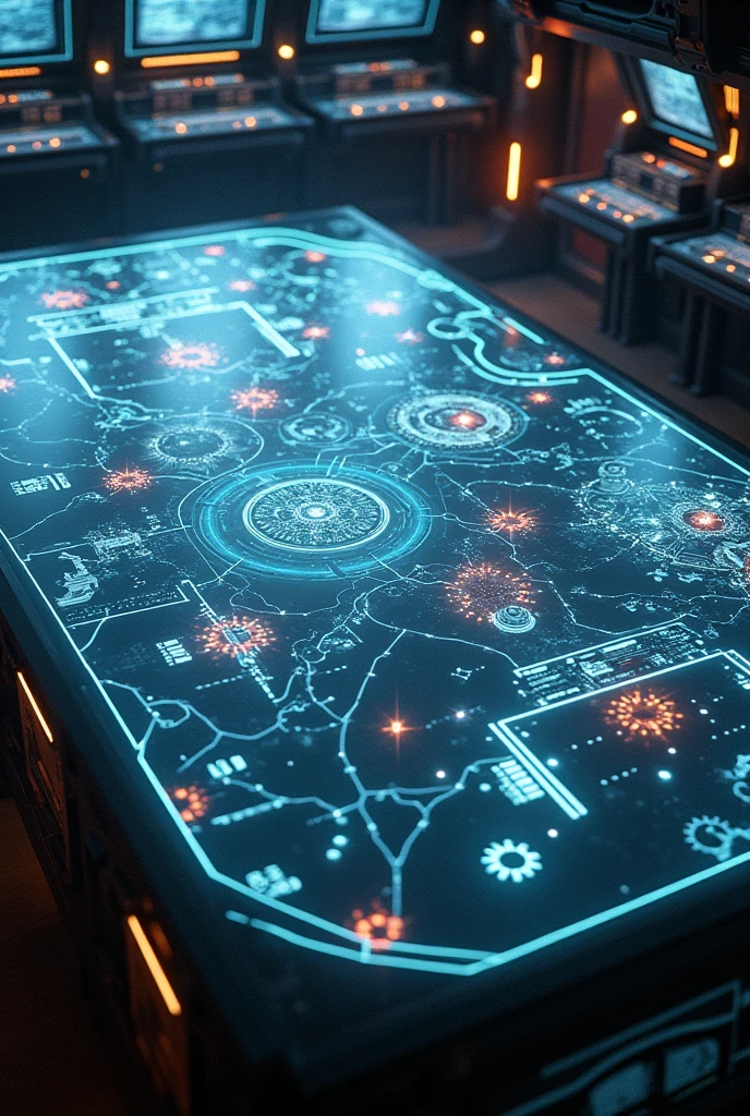 3D Holographic War Map of multiple planets. - SeaArt AI