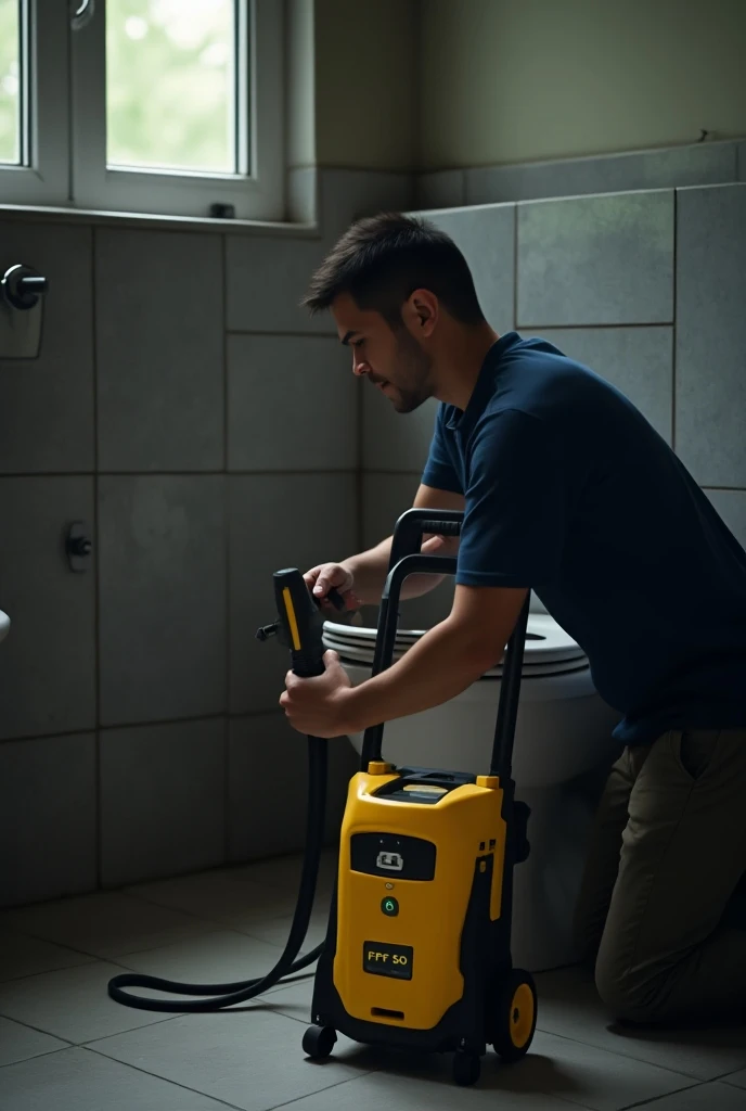 a Brazilian man passing the spring through the pipe and the electric ...