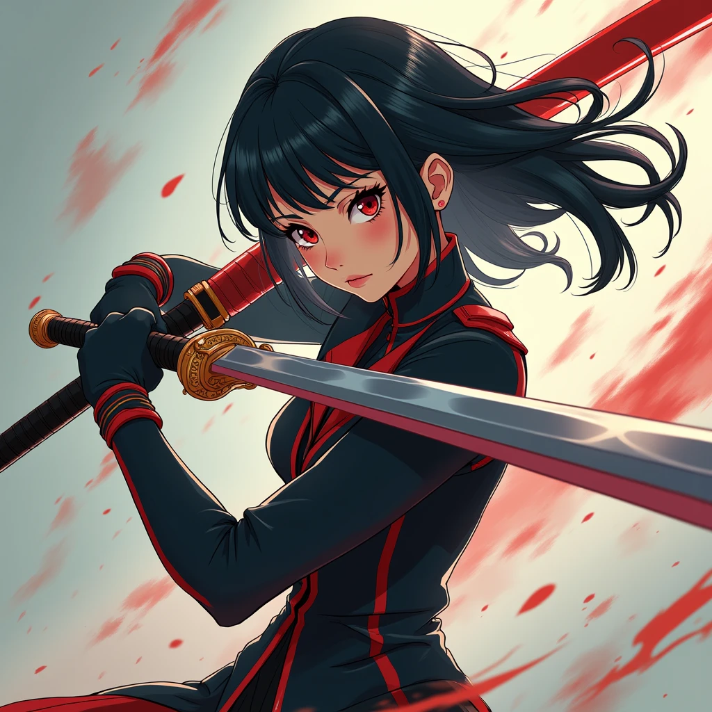 Masterpiece, best quality, high definition , One girl sweeps a sword ...