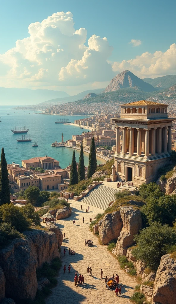 A historical visualization of the Mausoleum of Halicarnassus with its ...