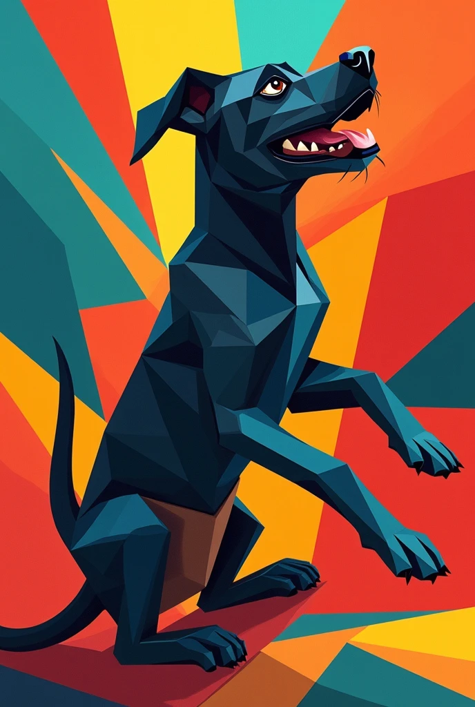 Create a dog play based on the fundamentals of Cubism, with colorful ...