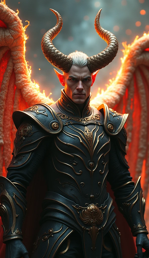 A highly detailed and ultra-realistic depiction of Lucifer, radiating ...