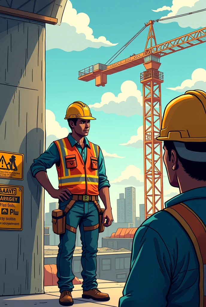 Educate，Work at height ，Alerts，Danger，comics - SeaArt AI