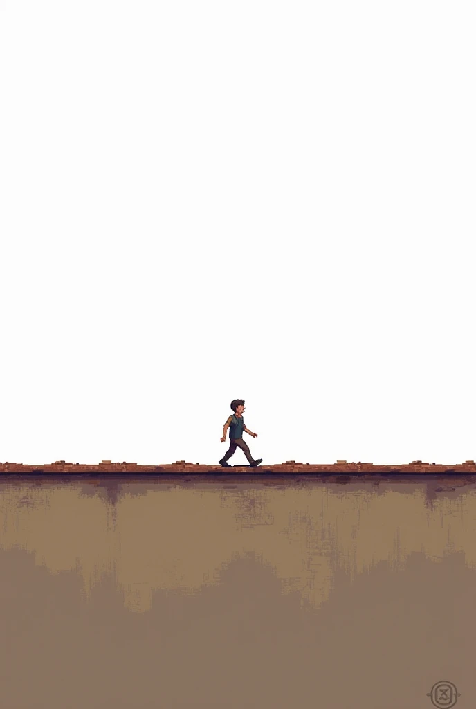Create a 2D sprite walking from rusty tin roof and the background of ...