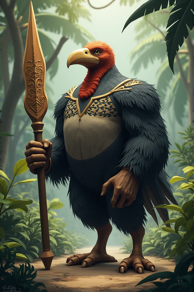 Humanoid dodo bird with a spear - SeaArt AI