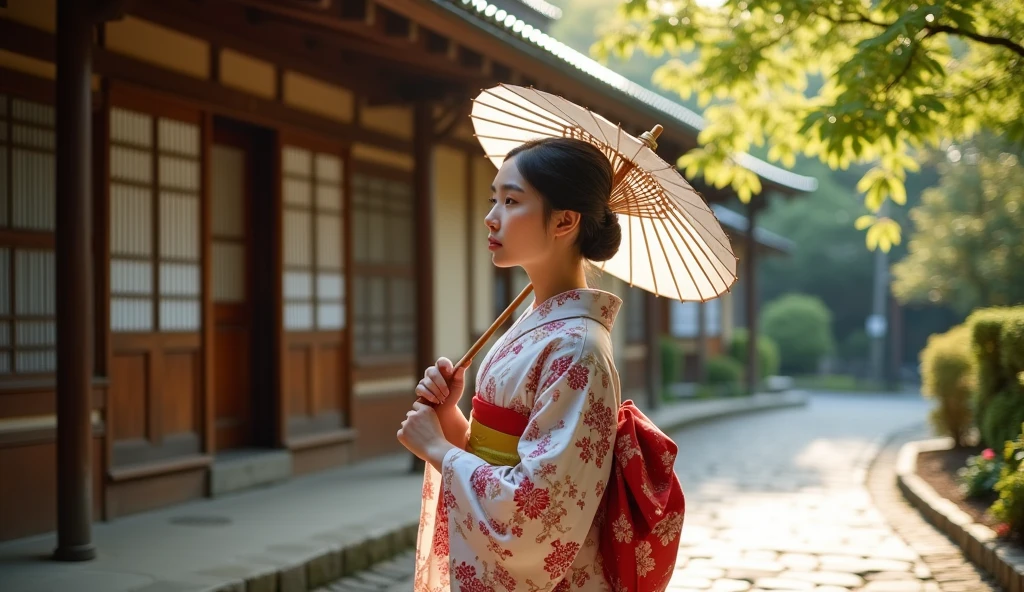 A young Japanese woman wearing a traditional Edo-period kimono - SeaArt AI