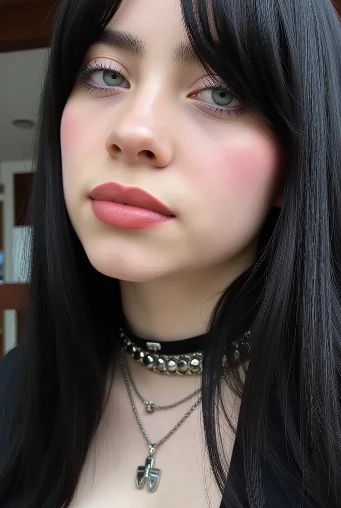 Detailed photo portrait of Billie Eilish, beautiful face, Long thin ...