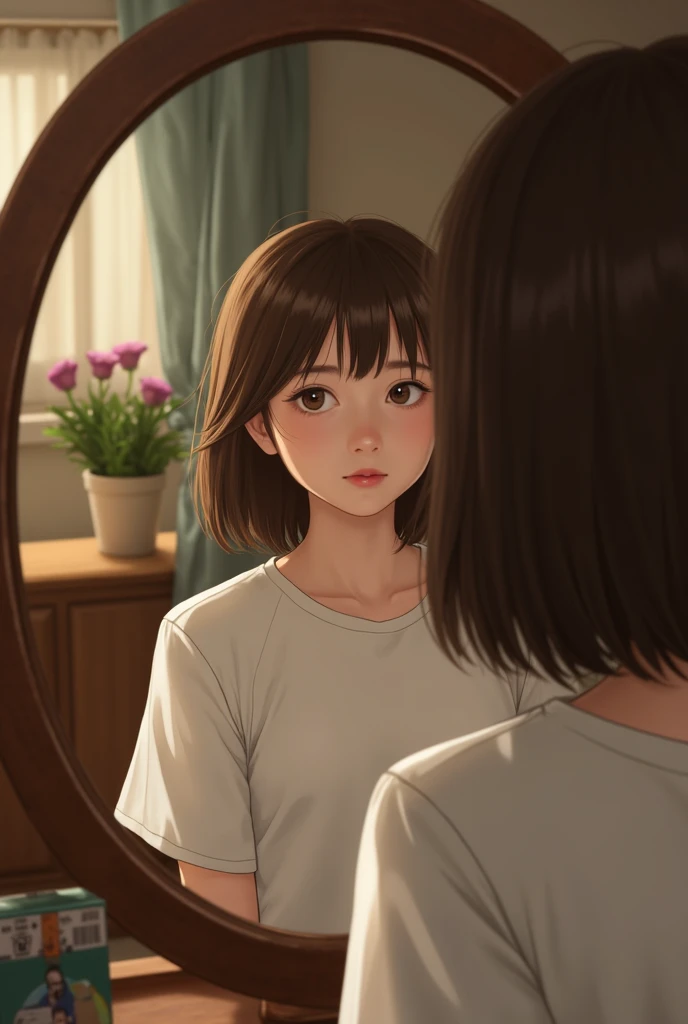 Profile picture of a girl with Brown hair, she IS in front of her ...