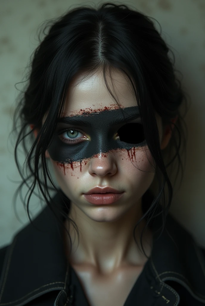 A woman with one eye less and a scar - SeaArt AI