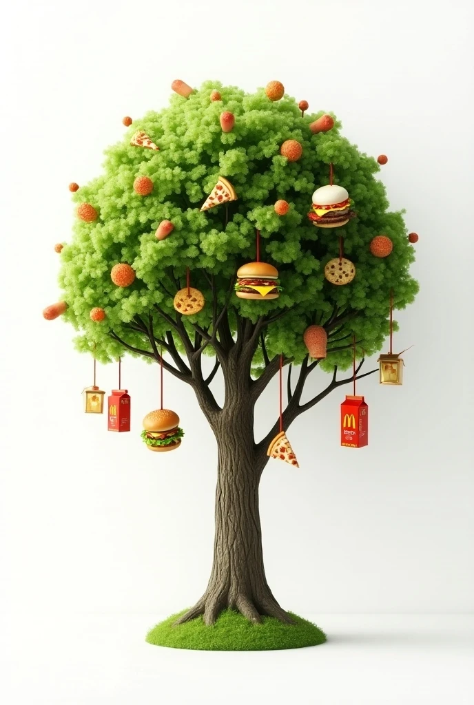 I want to make a tree where fastfood hung on in white wall. Tree will ...