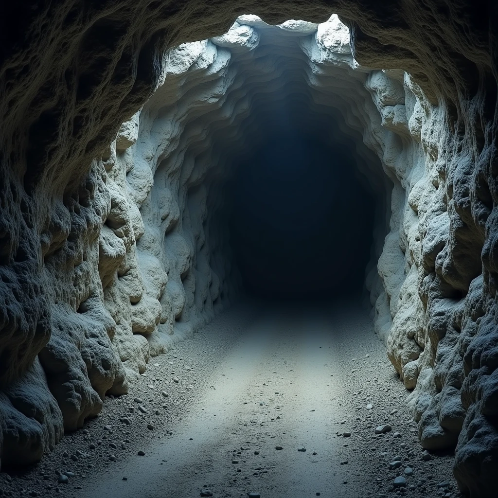 A high-quality image depicting the interior of an underground mine with ...
