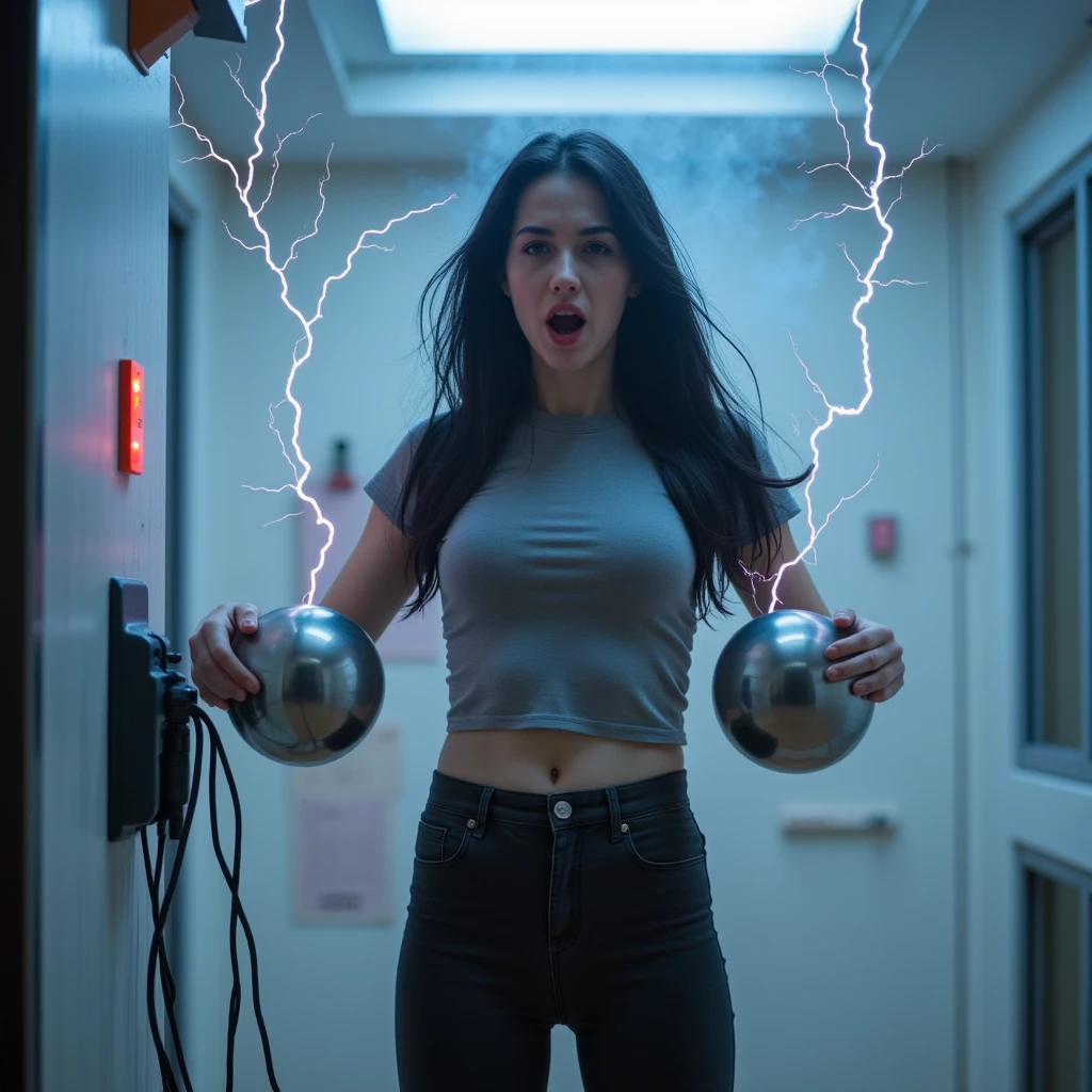 Highquality electrobdsm photo, photorealistic fullbody belowview of young - SeaArt AI