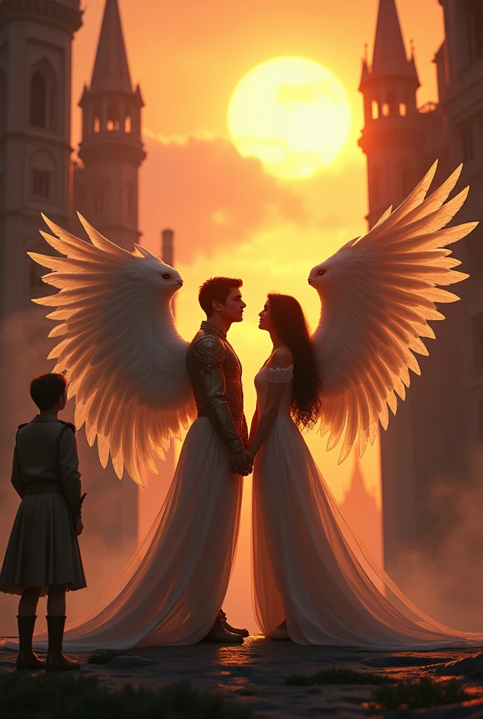 Damon Salvatore and Elena Gilbert with angel wings, she is nothing more ...