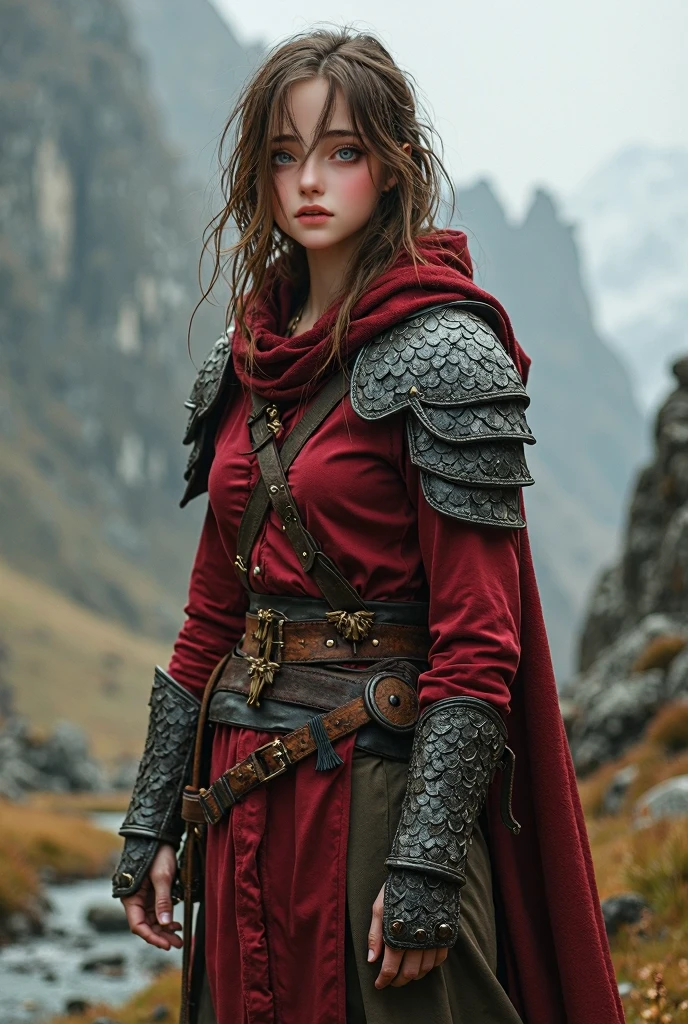Aasimar, budha, brown hair, golden eyes, red clothes, sloppy - SeaArt AI